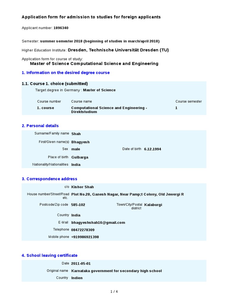 TU Dresden Application | PDF | University And College Admission | Test ...
