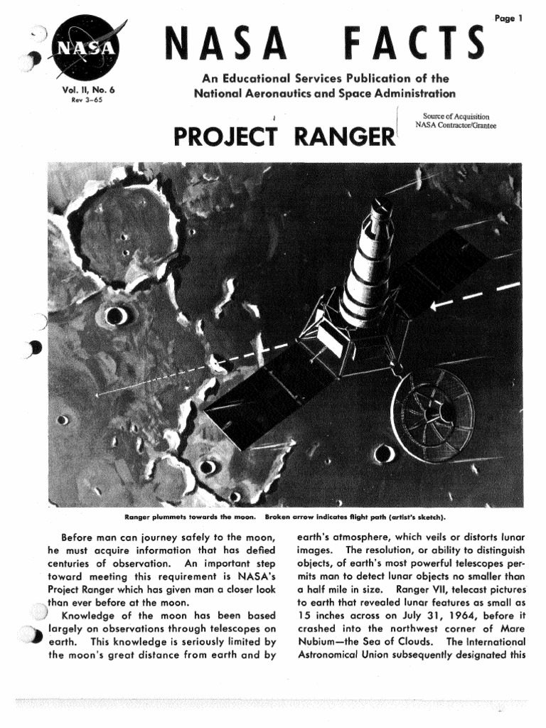 NASA FACTS Project Ranger | PDF | Moon | Orbital Maneuver