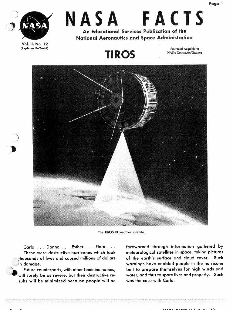 Nasa Facts Tiros | PDF | Satellite | Weather Satellite