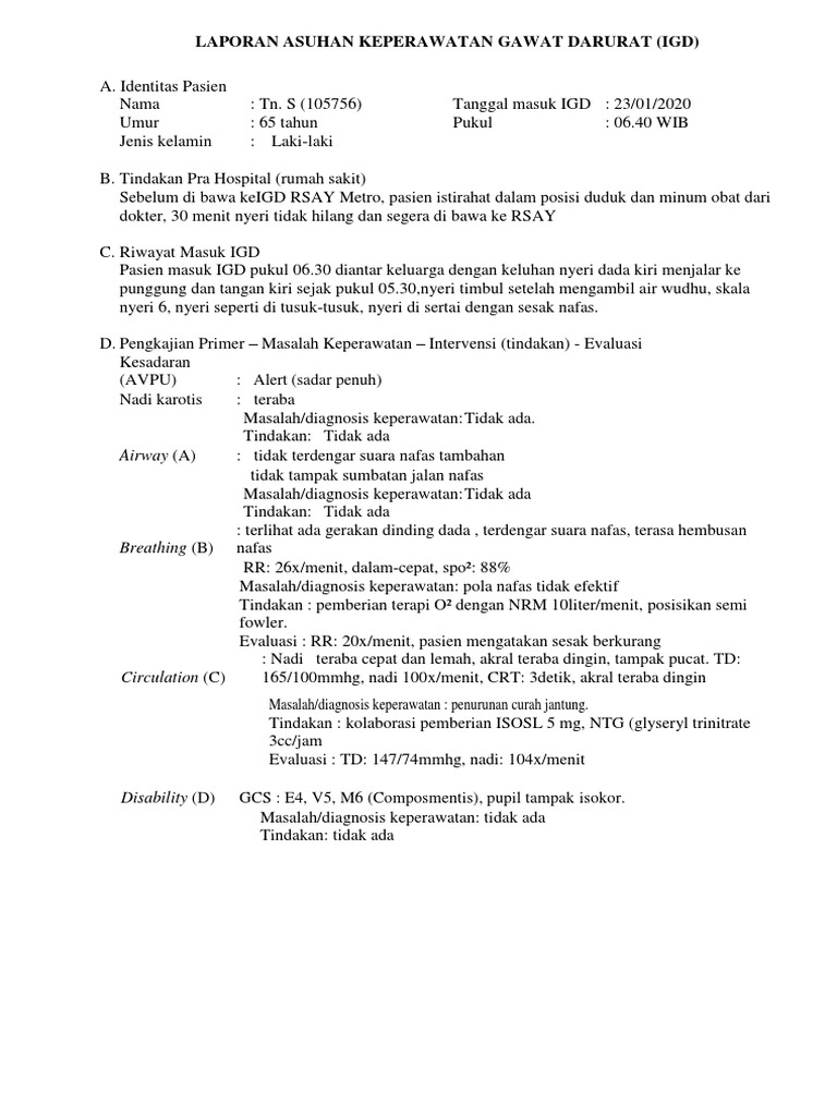 Laporan Asuhan Keperawatan Gawat Darurat Nstemi | PDF