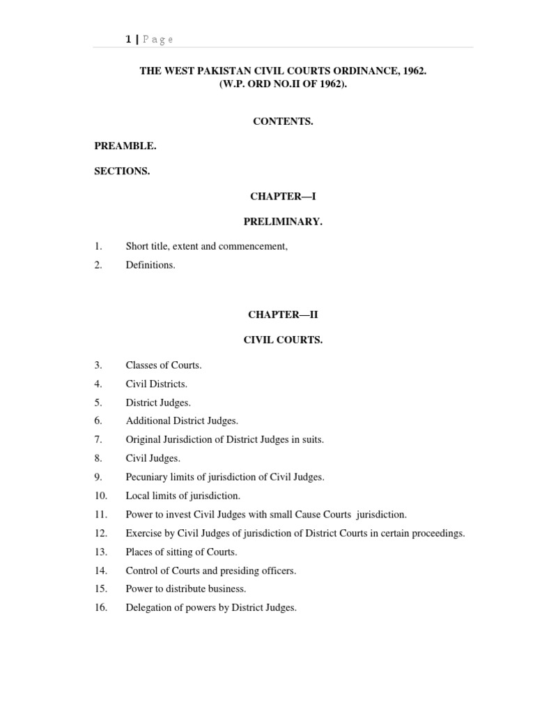 West Pakistan Civil Courts Ordinance 1962 | PDF | State Court (United ...