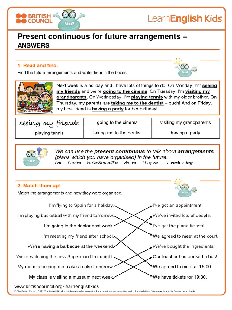 Grammar Games Present Continuous Future Arrangements Answers | PDF ...