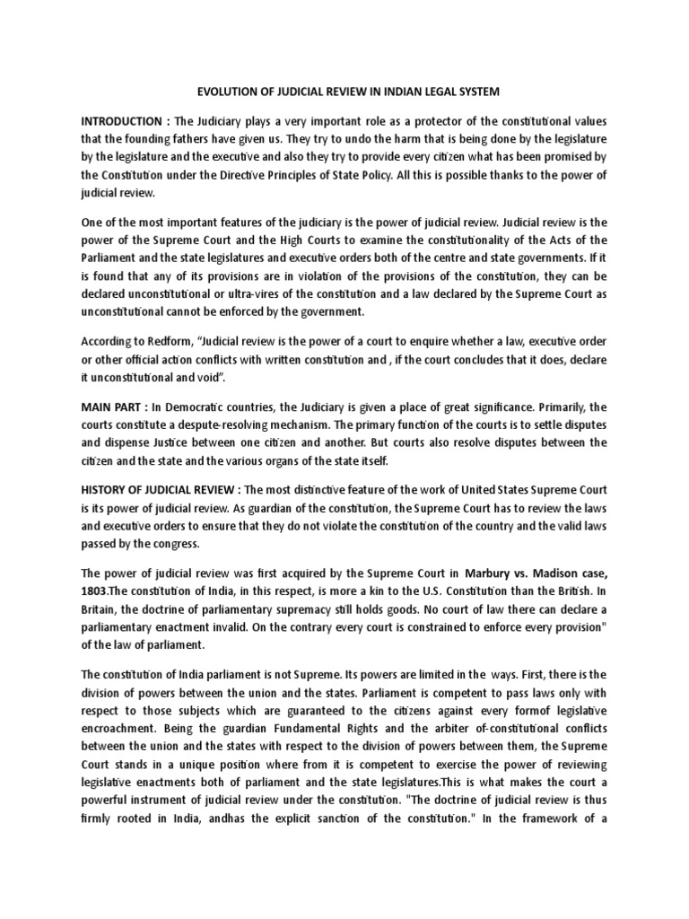 Evolution of Judicial Review in A Indian | PDF | Judicial Review ...