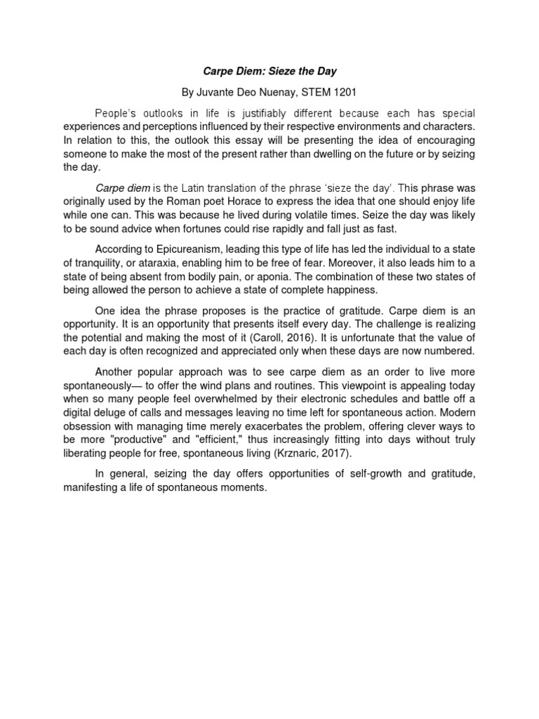 Carpe Diem: Embracing the Present | PDF