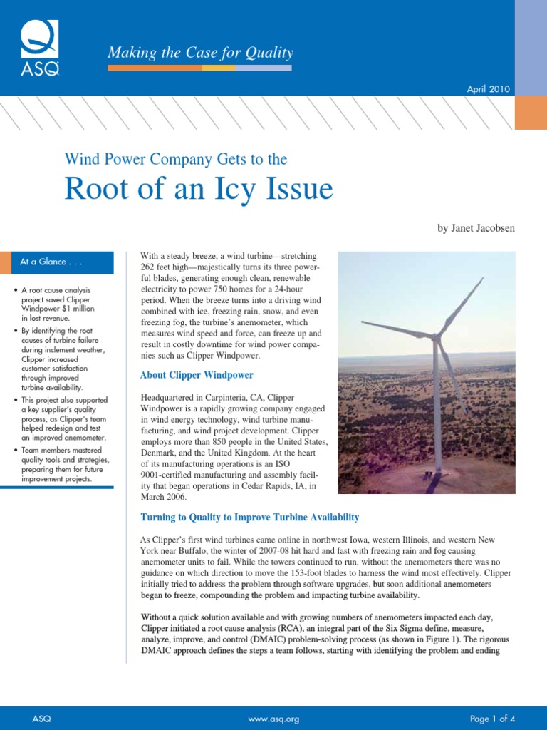 Wind Power Company Gets To Root of Icy Issue | PDF | Wind Power | Six Sigma