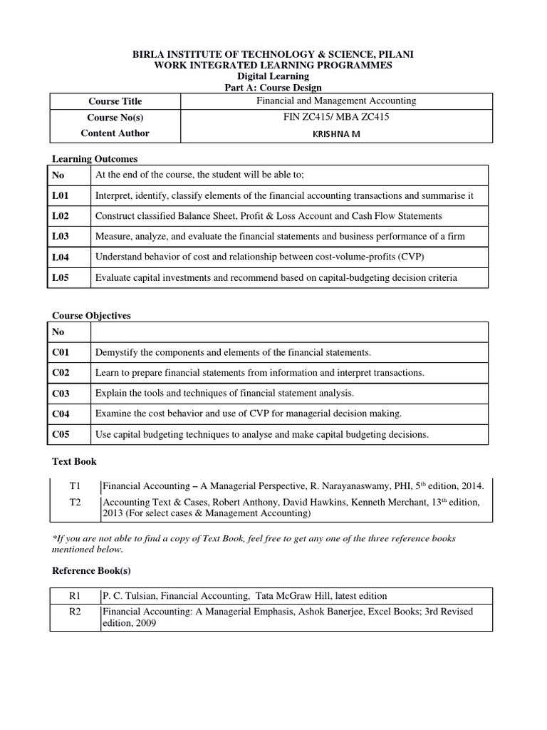 Fin ZC415 | PDF | Debits And Credits | Service Industries