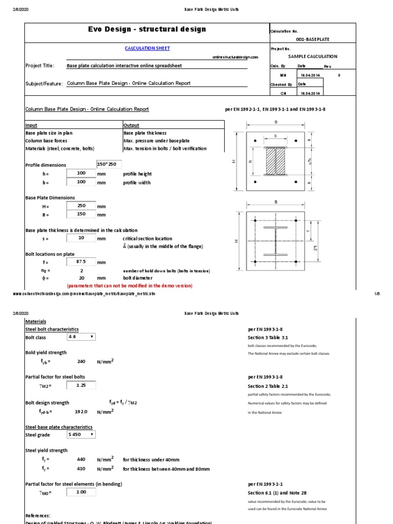 Base Plate Design Calculation Guide | PDF | Economic Sectors | Metals