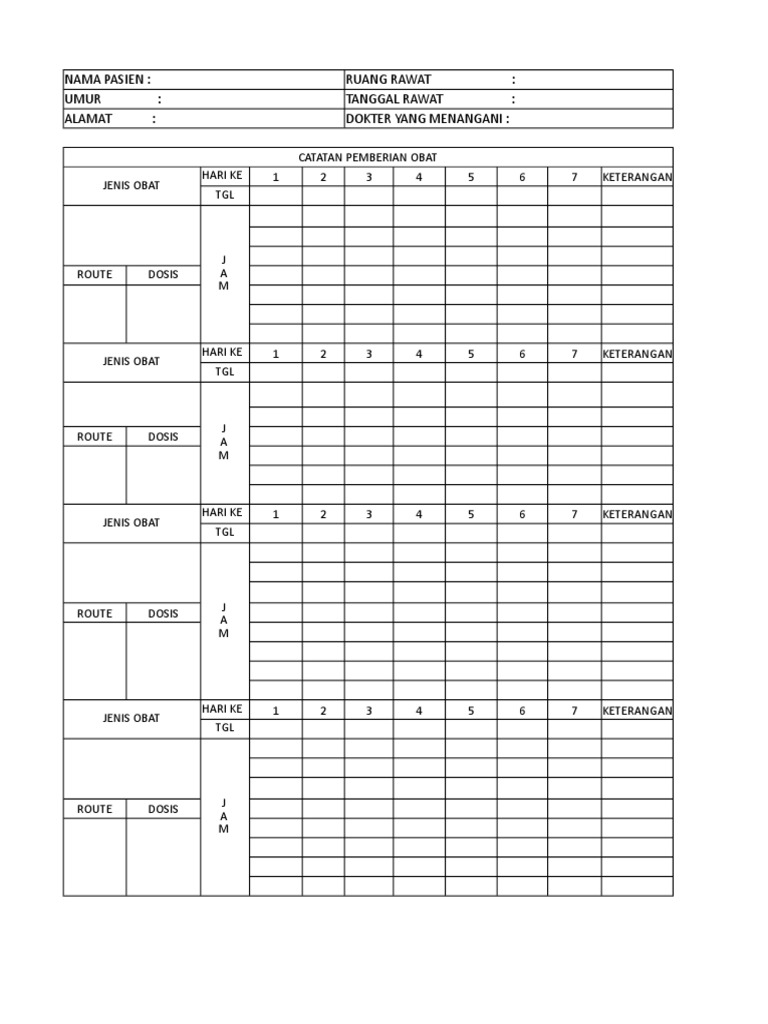 Catatan Pemberian Obat | PDF