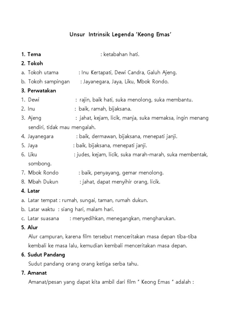 Analisis Unsur Instrinsik | PDF