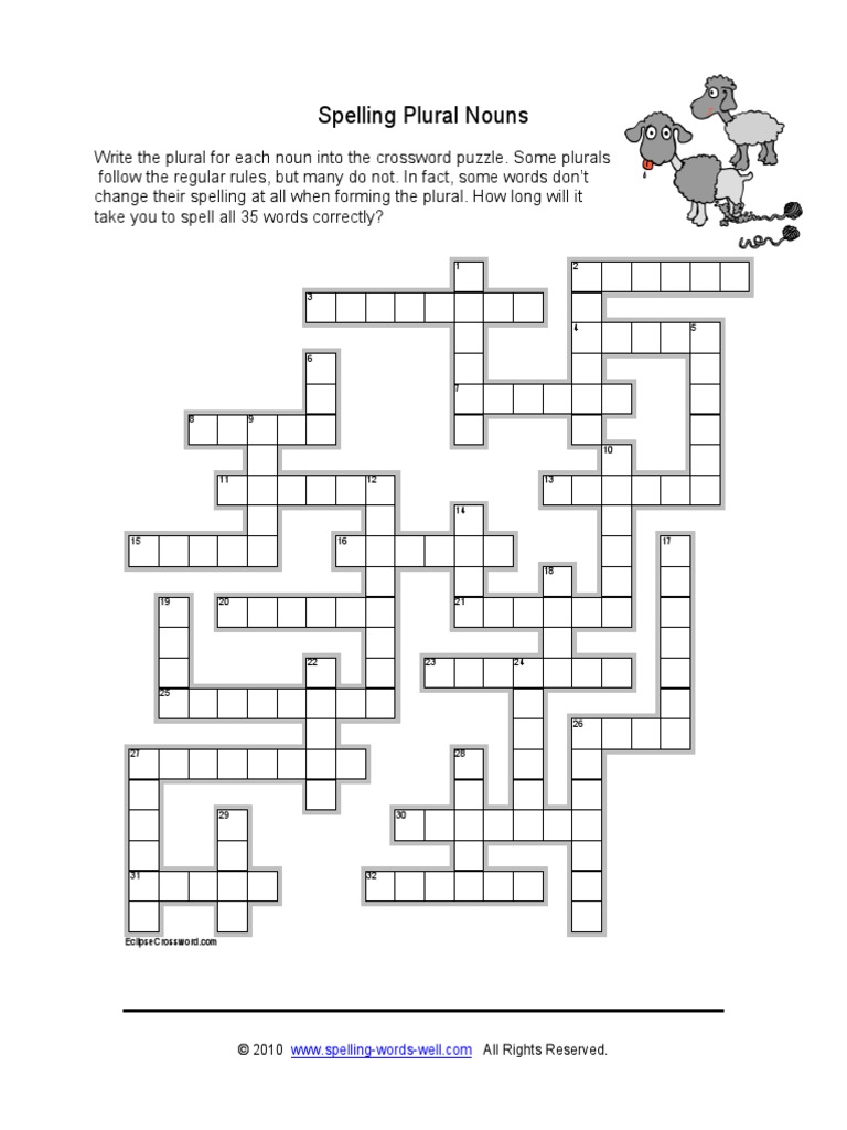 Spelling Puzzles Pluralcrossword | PDF | Plural | Morphology