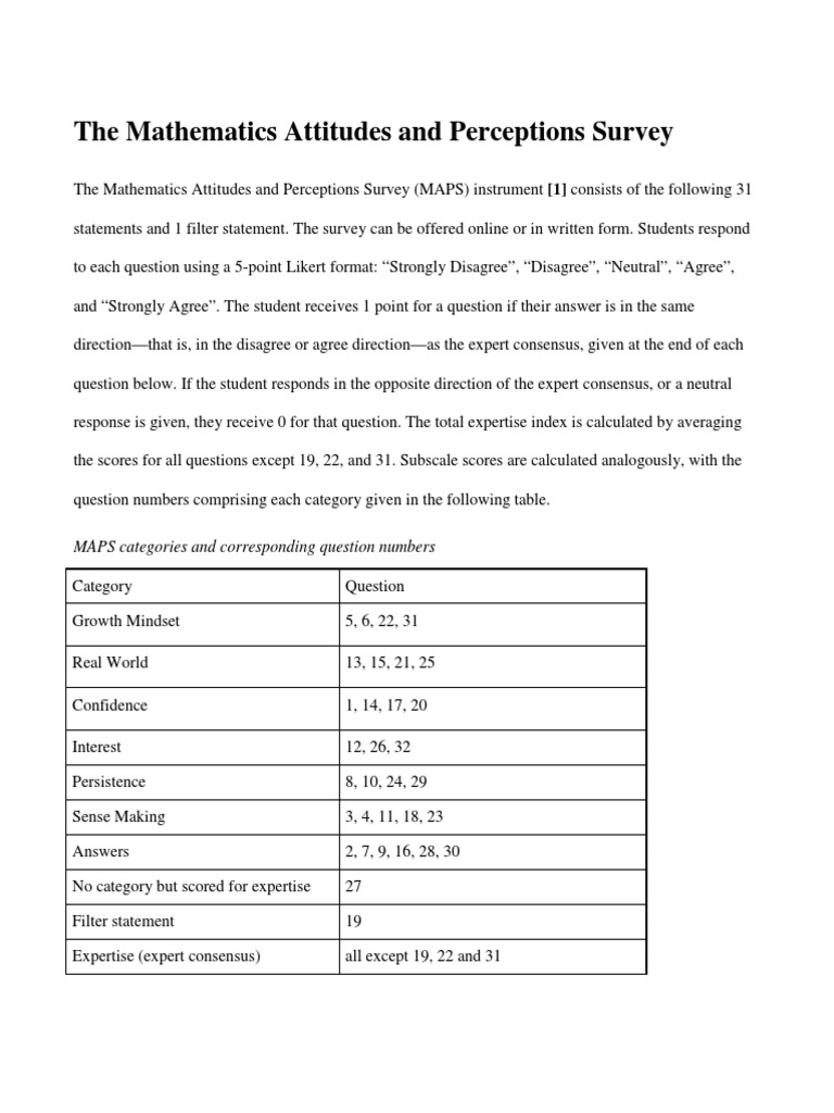 Mathematics Attitudes Survey Overview | PDF | Understanding | Teaching ...
