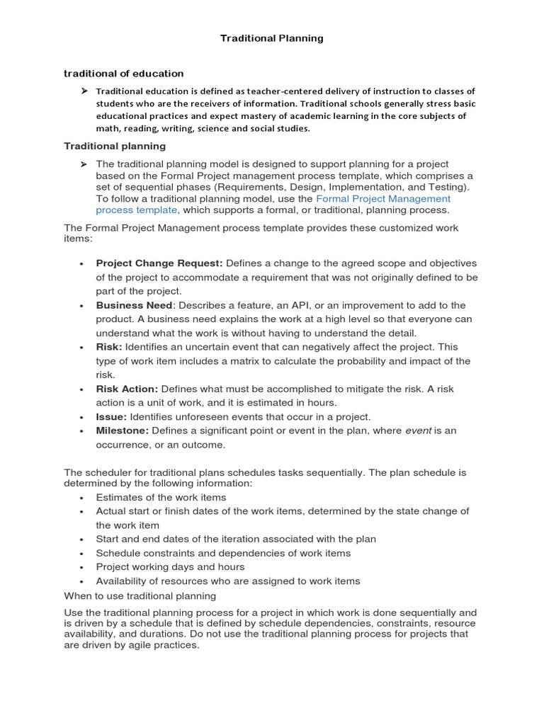 Traditional Planning | Download Free PDF | Project Management | Risk