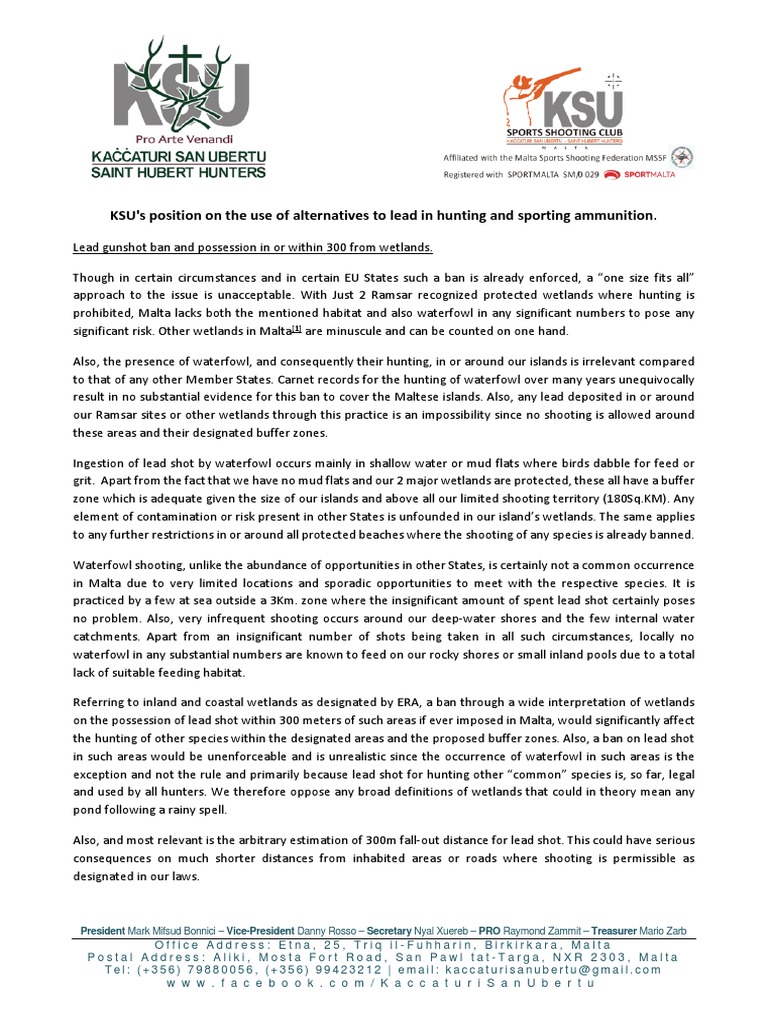 KSU Lead Steel Position Paper 2019 | PDF | Shotgun | Lead