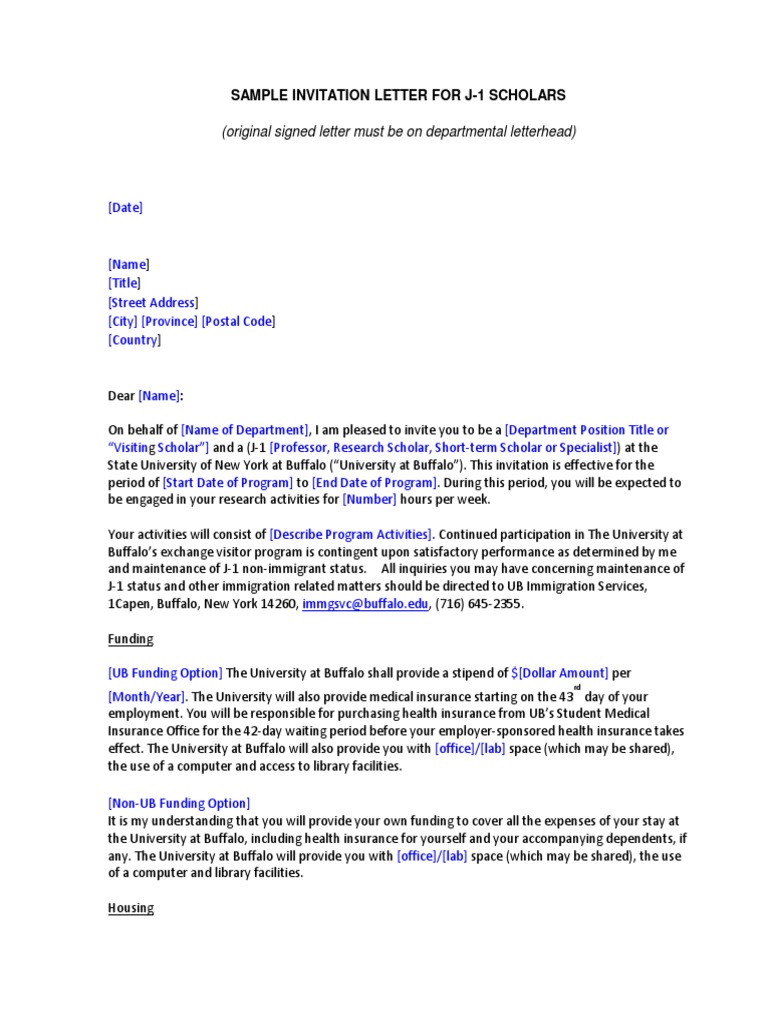 J-1 Scholar Invitation Letter Sample | PDF | Service Industries | Business