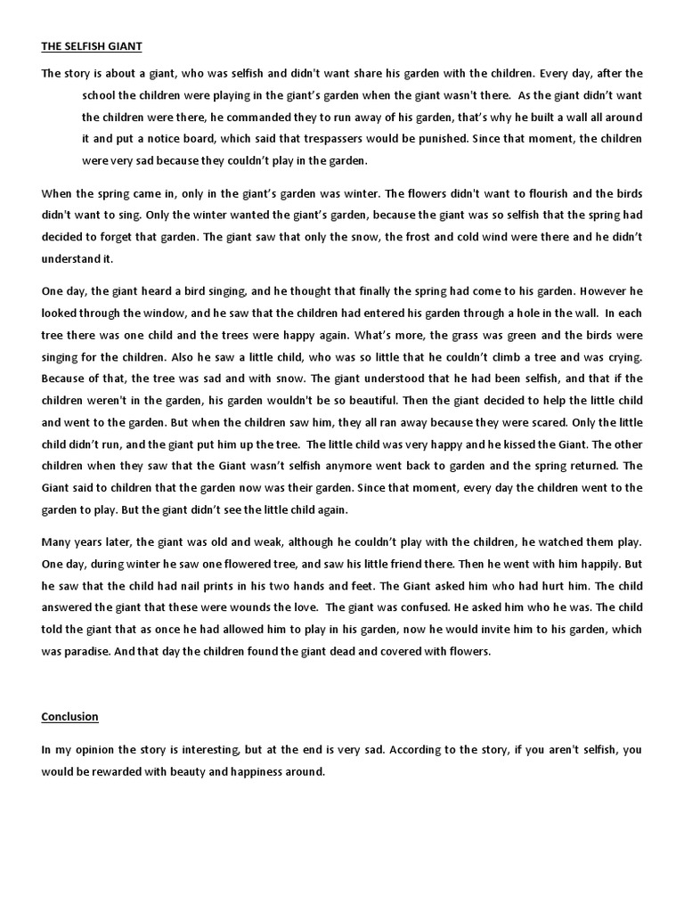 The Selfish Giant | PDF