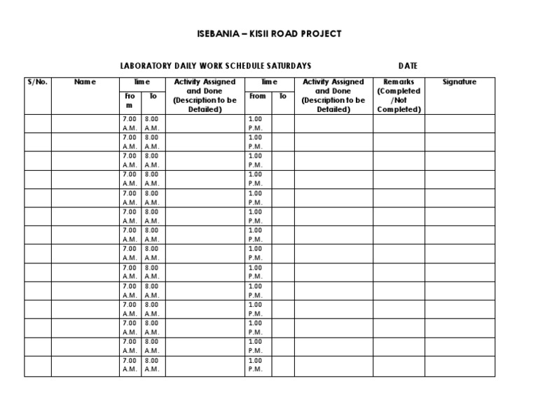 Laboratory Work Schedule Saturdays | PDF