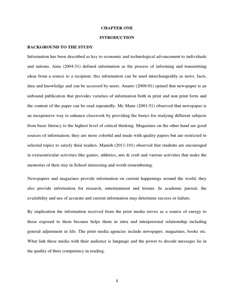 The Role of Print Media in Educational Development (A Study of Ikorodu ...