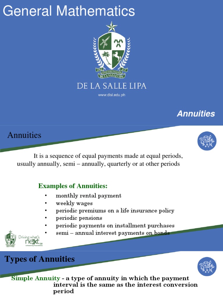 2Q - STEM - GenMath - LEC 07 - Simple Annuities PDF | PDF | Present ...