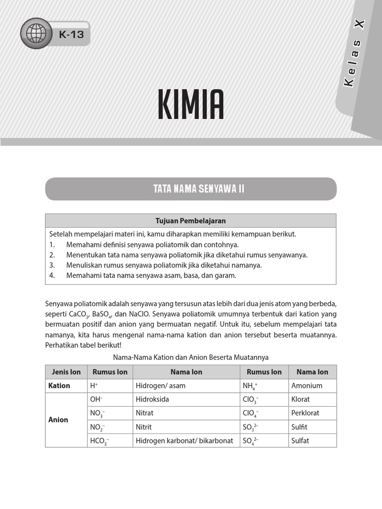 Definisi Senyawa Poliatomik Dan Tata Nama Senyawa Poliatomik Unsur ...