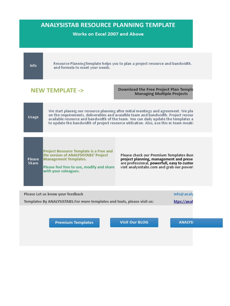 Project Resource Planning Template | PDF | Software | Computing