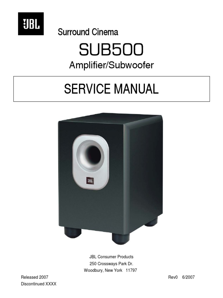 JBL Sub500 (Scs500.5) SM | PDF | Loudspeaker | Amplifier