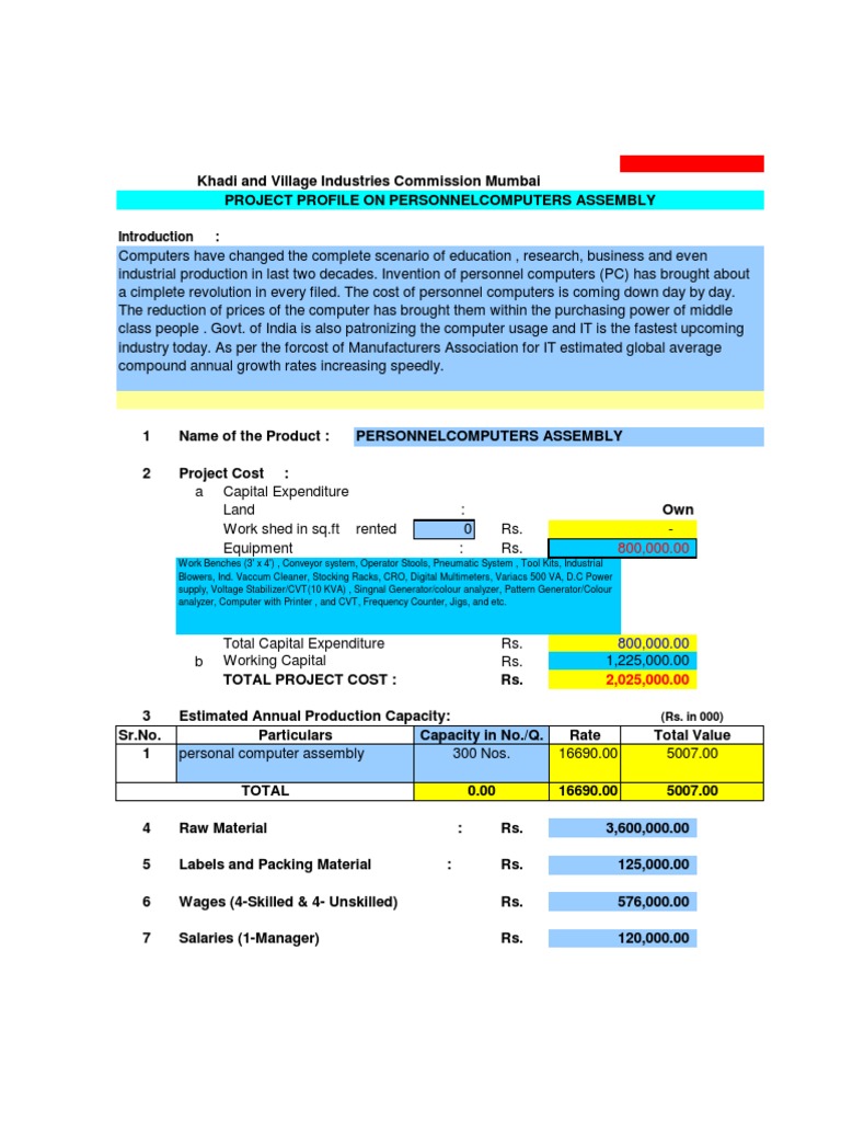 Project Profile: Personal Computer Assembly | PDF | Economies | Business