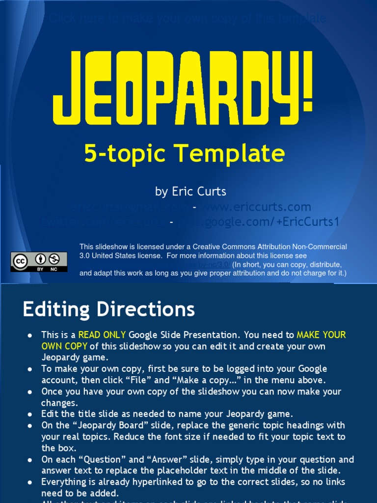 Jeopardy Game Template Guide | PDF | Hyperlink | Computing