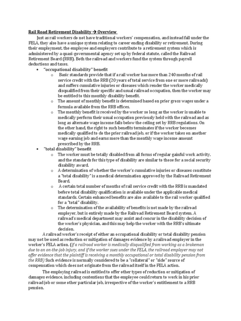 Railroad Retirement Disability Benefits Guide | PDF | Employment ...