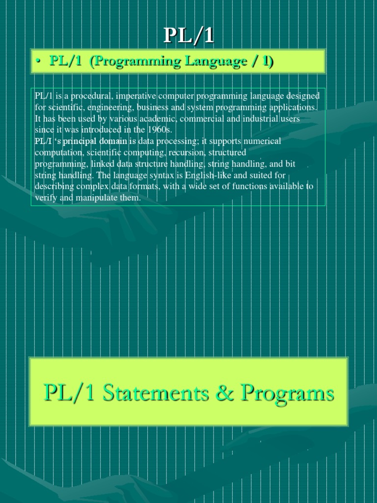 PL/1 Programming Essentials | PDF | Parameter (Computer Programming ...