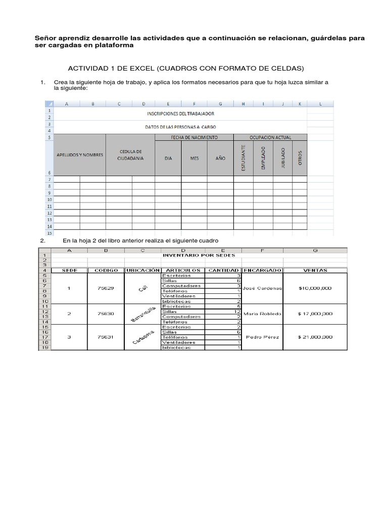Actividad Practica Nº1 de Excel (Formato de Celdas) | PDF | Informática