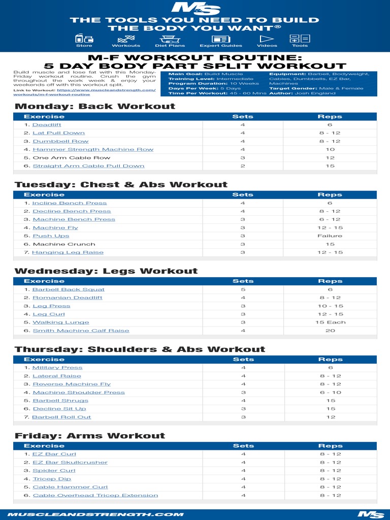 Muscle and Fitness Workout | PDF | Weight Training | Physical Exercise