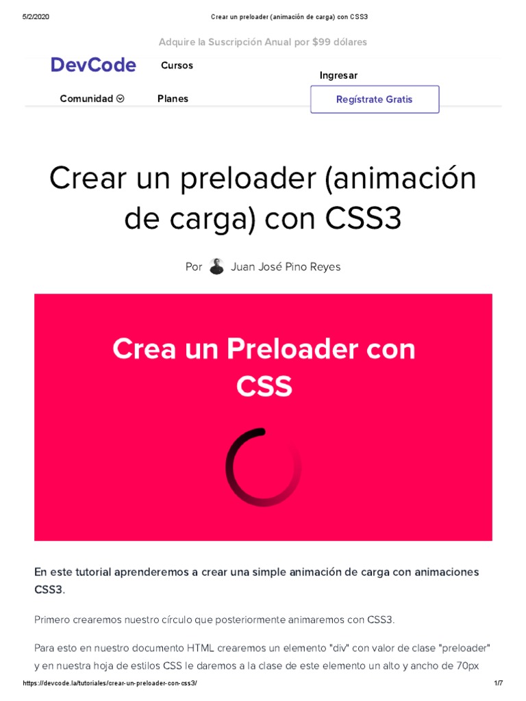 Crear Un Preloader (Animación de Carga) Con CSS3 | PDF | Hojas de estilo en cascada | Desarrollo ...