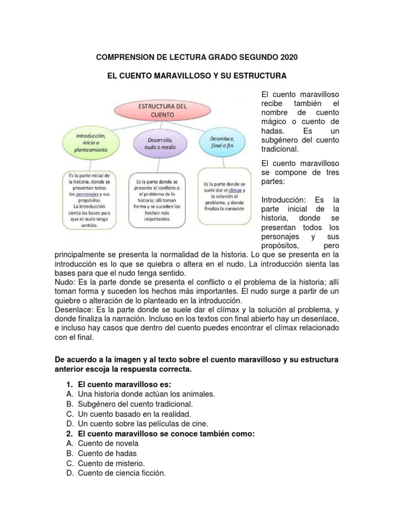 Comprension de Lectura Segundo Grado | PDF | Cuentos | Narrativa