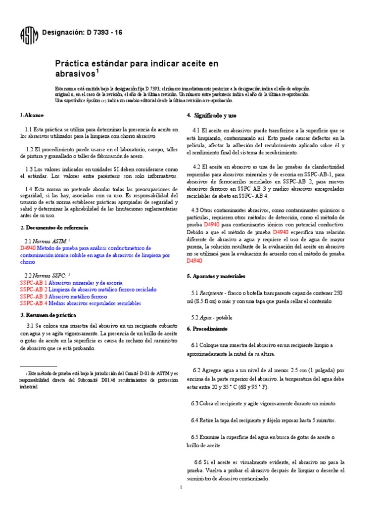 Norma ASTM D7393: Aceite en Abrasivos | PDF | Contaminación | Agua