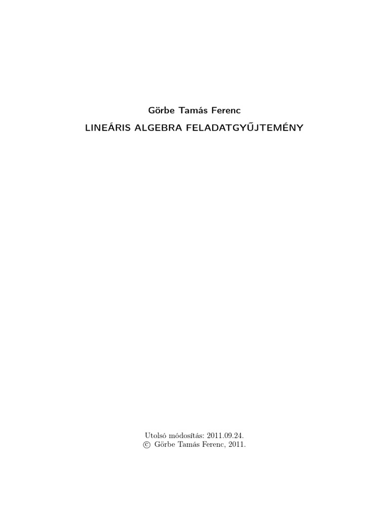 Lineáris Algebra Fizikusoknak Feladatgyujtemeny Pdf