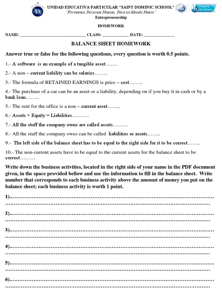Balance Sheet Homework | Download Free PDF | Balance Sheet | Financial ...