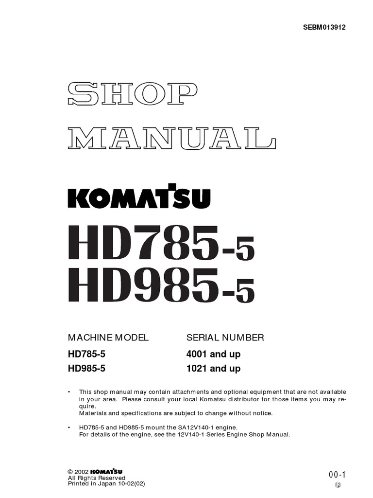 HD785-5 Shop Manual PDF | Download Free PDF | Welding | Construction