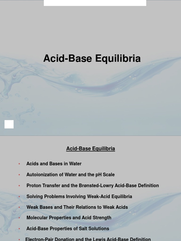 CHEM2-LEC4 Acid Base Equilibria | PDF | Acid | Hydroxide