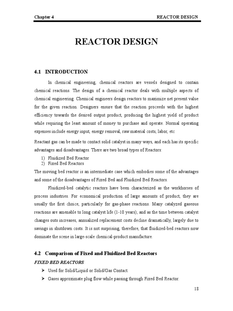 Chapter 4 Reactor Design | PDF | Fluidization | Chemical Reactor