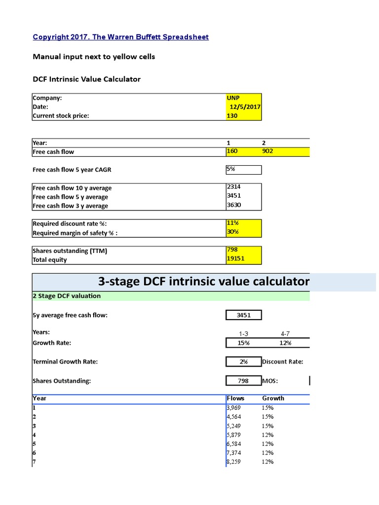 DCF Intrinsic Value Calculator | PDF | Discounted Cash Flow | Corporations