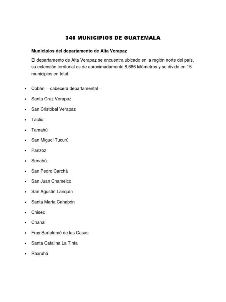 340 Municipios de Guatemala | PDF | Guatemala