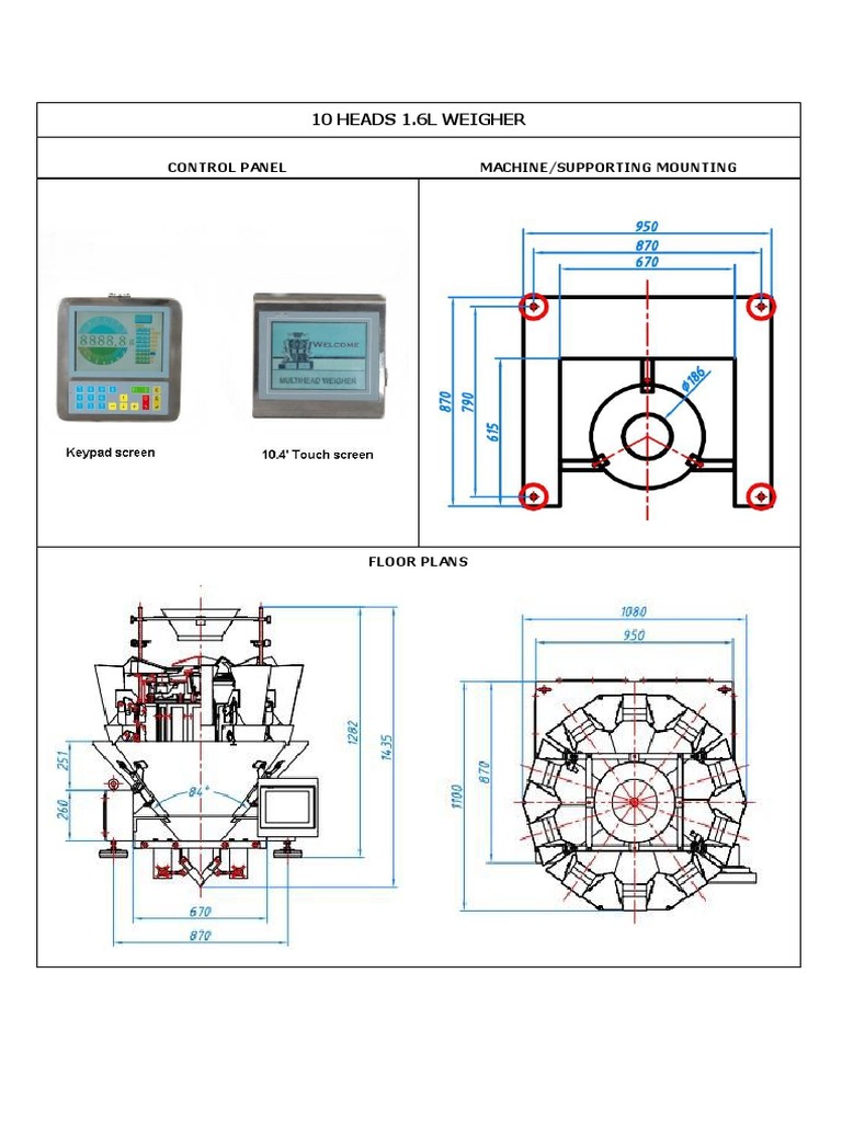 10 Head 1 - 6l Multihead Weigher Layout | PDF