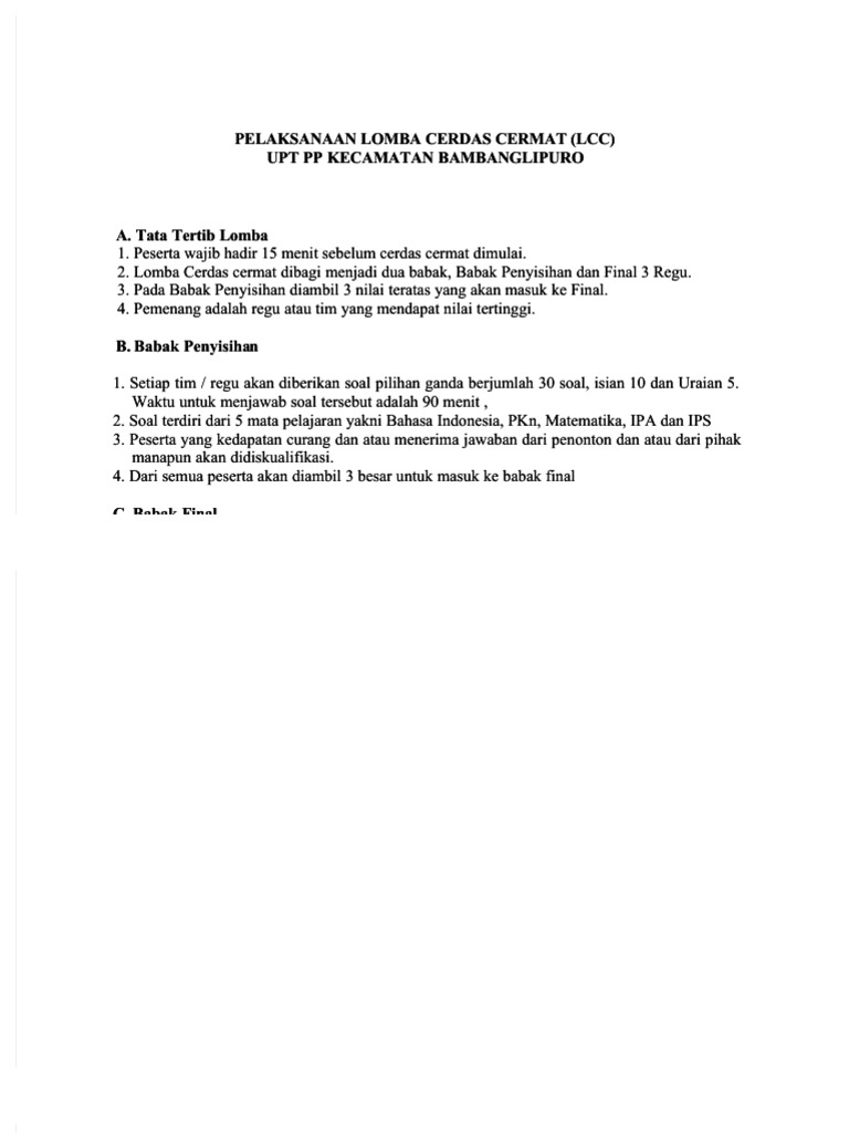 Soal LCC SD | PDF | Griya & Taman