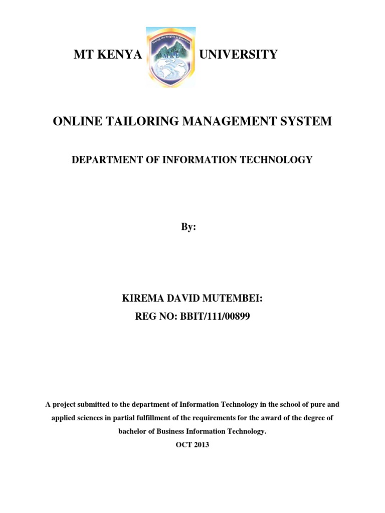 Mt Kenya University Online Tailoring Management System Pdf Software