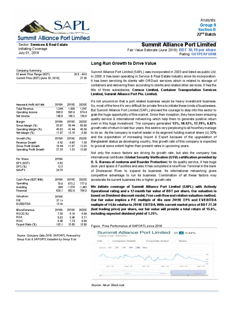 Financial Valuation of Summit Alliance Port LTD | PDF | Deferred Tax ...