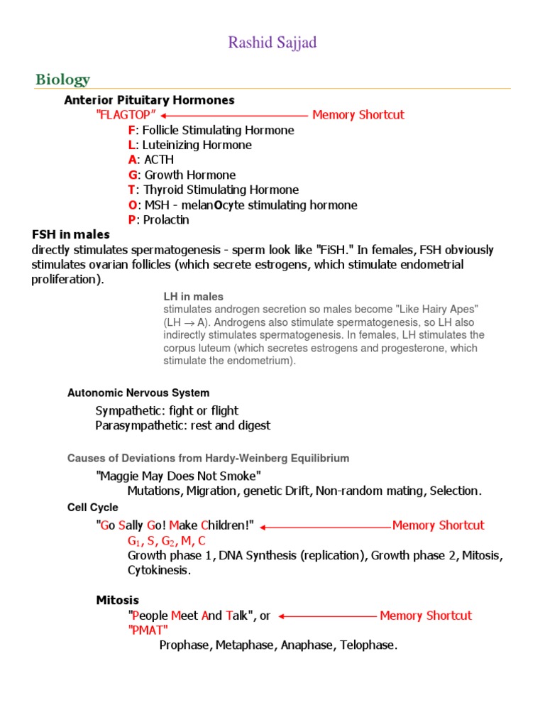 MCAT Shortcuts | PDF | Meiosis | Luteinizing Hormone
