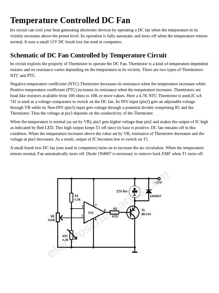 Temperature Controlled DC Fan Circuit Keeps Electronics Cool | PDF