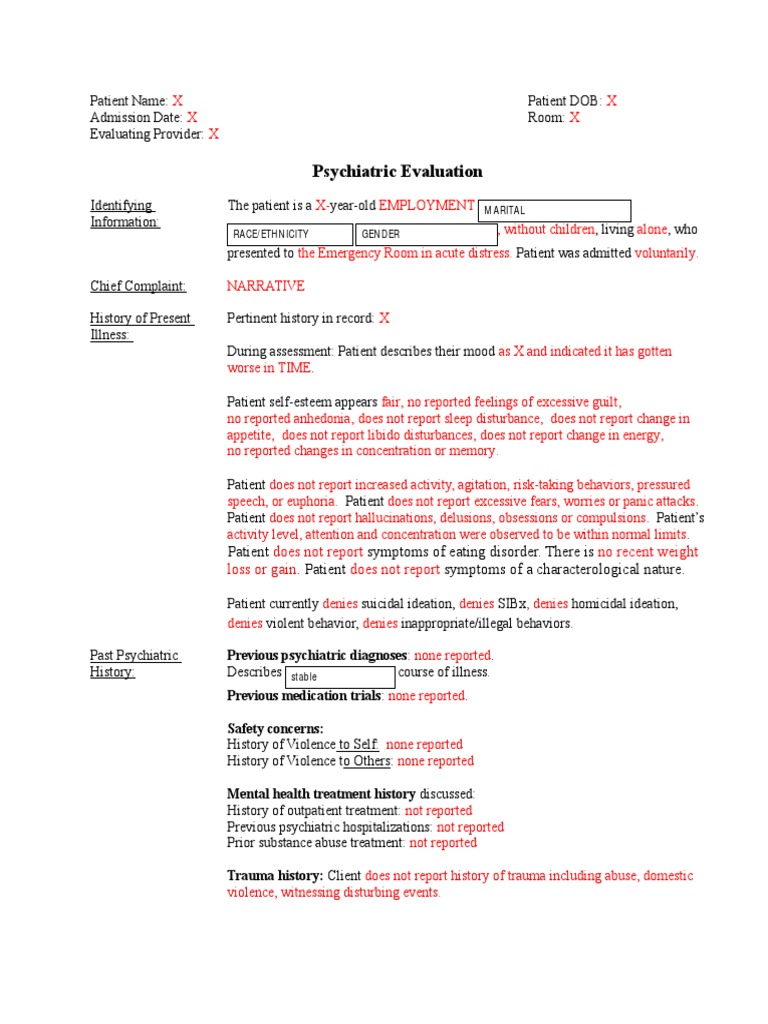 BTB Template Er-Intake | PDF | Psychiatry | Patient
