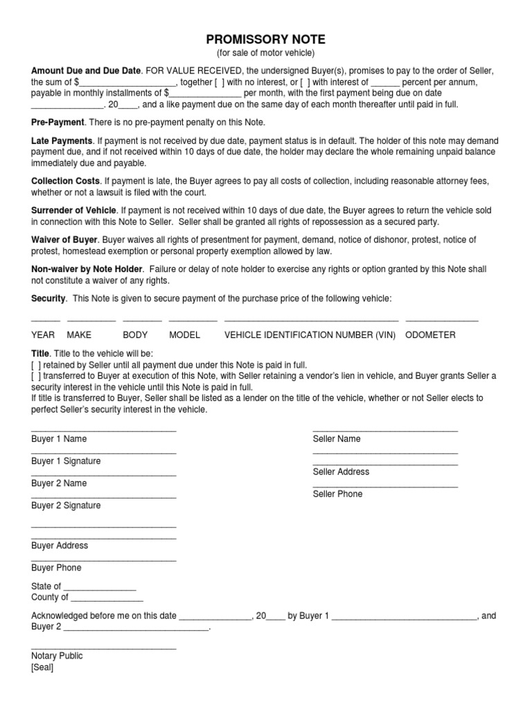 Promissory-Note-Motor-Vehicle (4) | Promissory Note | Law And Economics ...