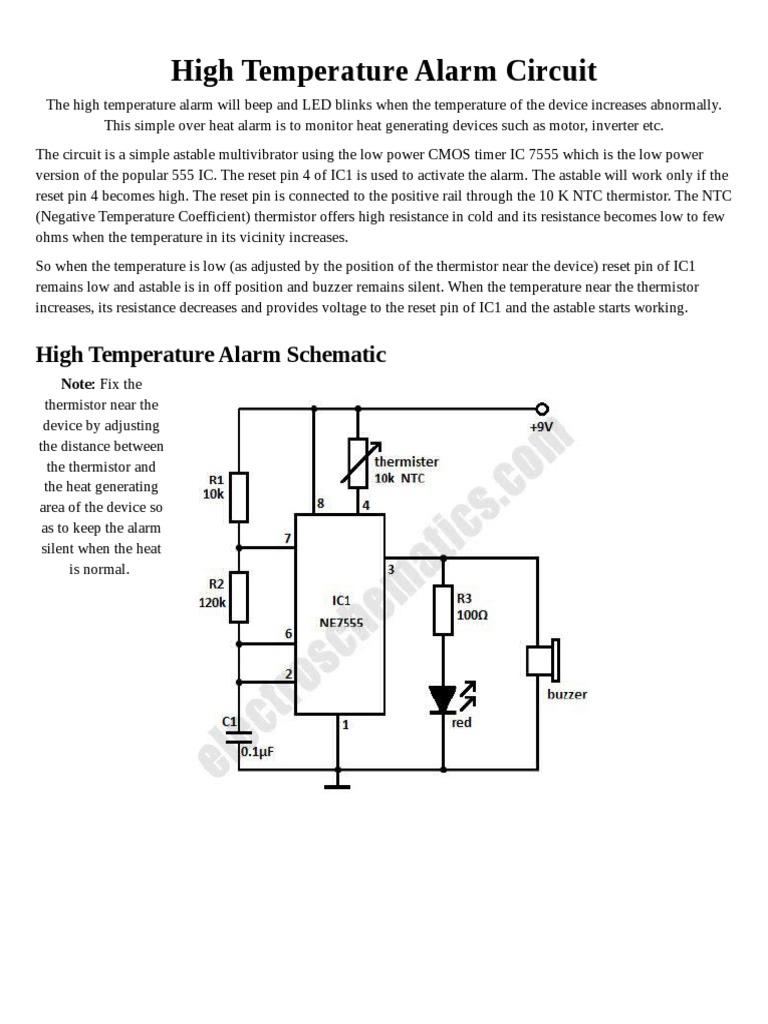 High Temperature Alarm Circuit | PDF